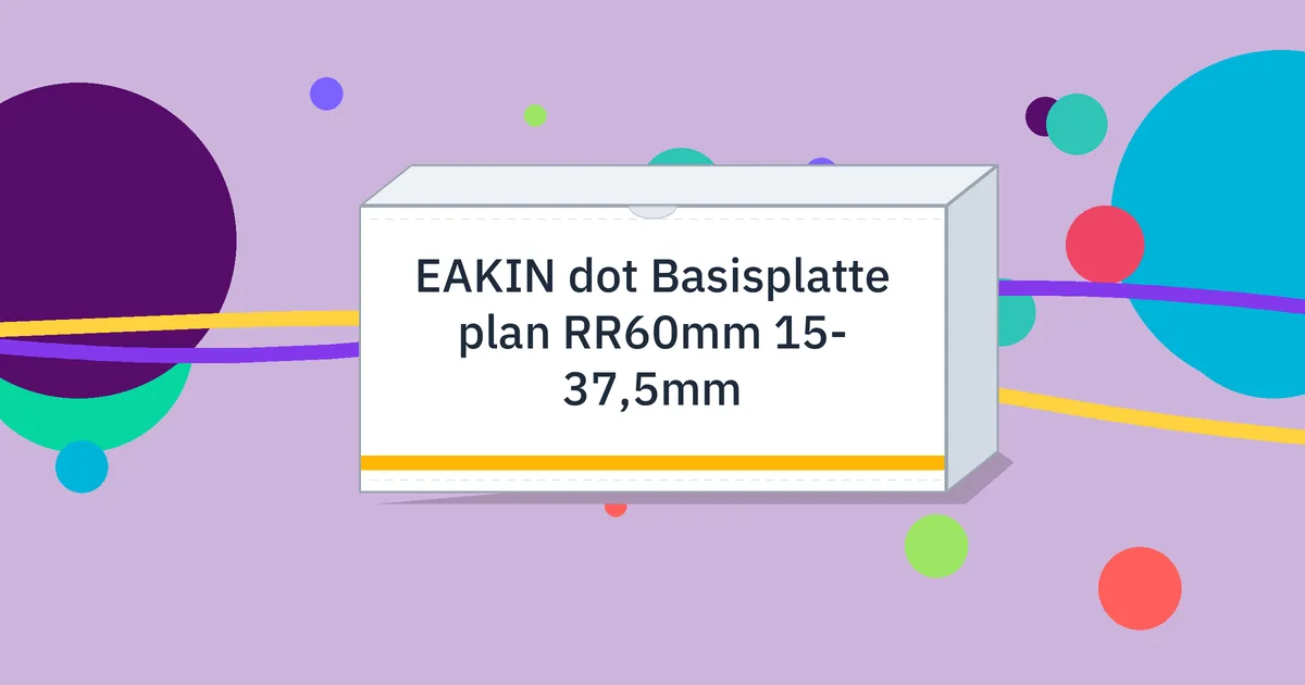Symbolbild: Packung mit der Aufschrift EAKIN dot Basisplatte plan RR60mm 15-37,5mm (PZN 11870460) – Verfügbarkeit und Bezug in Apotheken in Frankfurt am Main