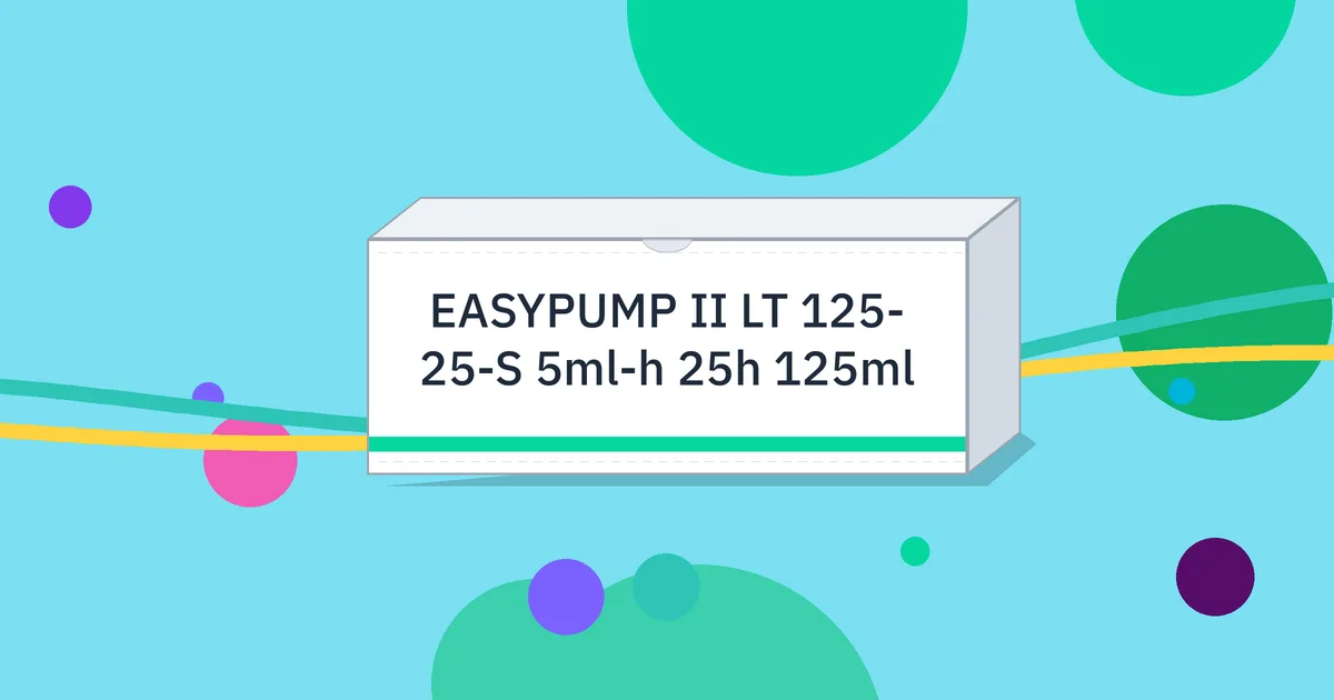 Symbolbild: Packung mit der Aufschrift EASYPUMP II LT 125-25-S 5ml-h 25h 125ml (PZN 09390764) – Verfügbarkeit und Bezug in Apotheken in Frankfurt am Main
