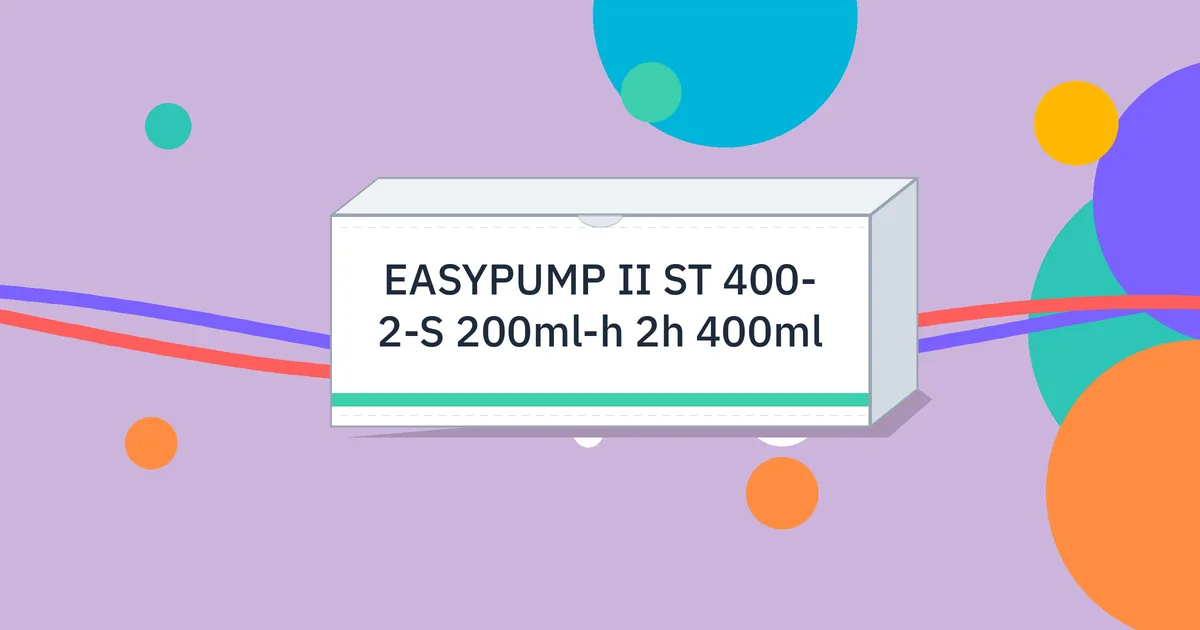 Symbolbild: Packung mit der Aufschrift EASYPUMP II ST 400-2-S 200ml-h 2h 400ml (PZN 20188454) – Verfügbarkeit und Bezug in Apotheken in Frankfurt am Main