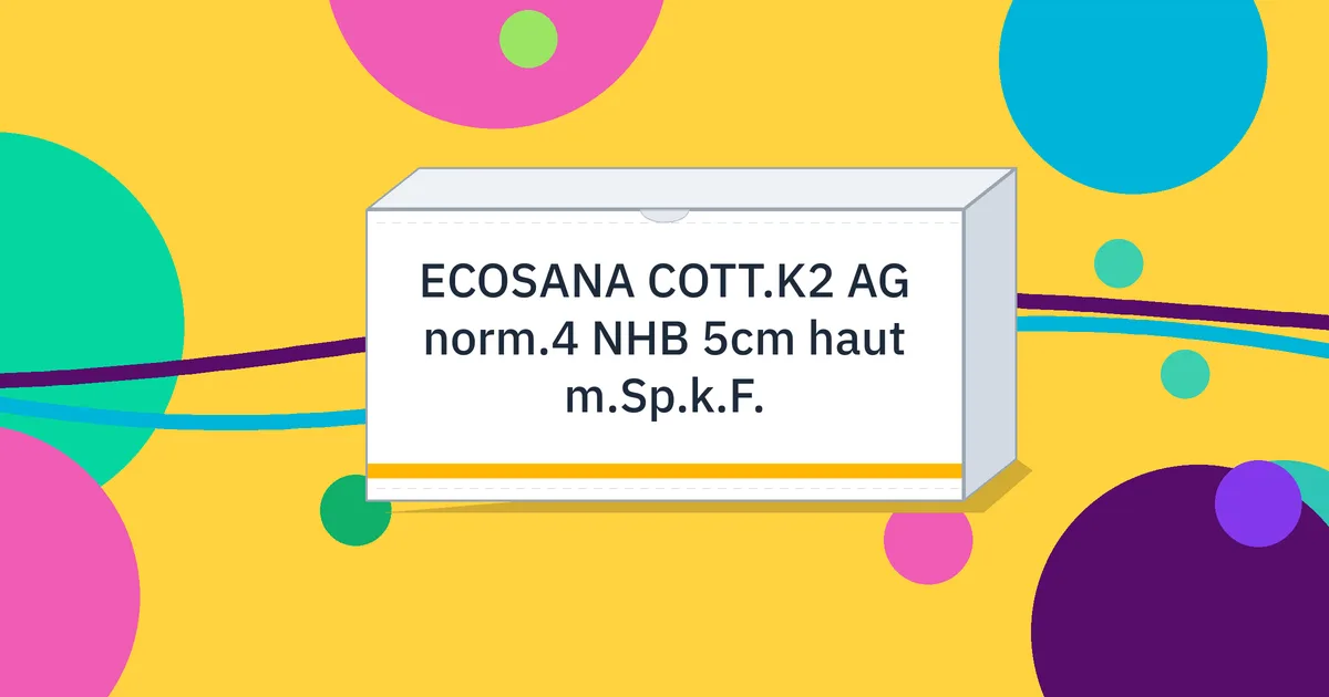 Symbolbild: Packung mit der Aufschrift ECOSANA COTT.K2 AG norm.4 NHB 5cm haut m.Sp.k.F. (PZN 16950011) – Verfügbarkeit und Bezug in Apotheken in Frankfurt am Main