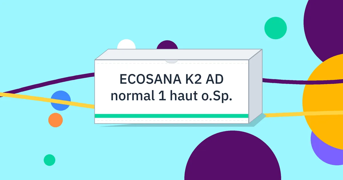 Symbolbild: Packung mit der Aufschrift ECOSANA K2 AD normal 1 haut o.Sp. (PZN 01332483) – Verfügbarkeit und Bezug in Apotheken in Frankfurt am Main