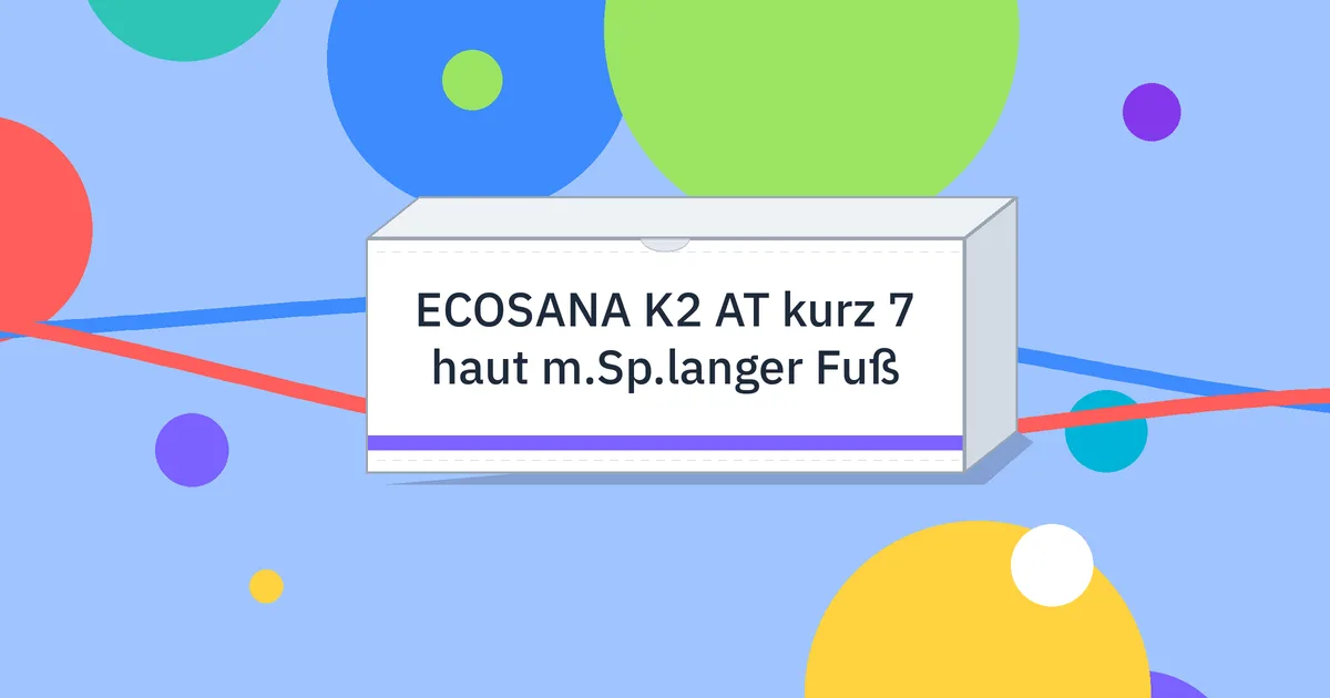 Symbolbild: Packung mit der Aufschrift ECOSANA K2 AT kurz 7 haut m.Sp.langer Fuß (PZN 10954551) – Verfügbarkeit und Bezug in Apotheken in Frankfurt am Main