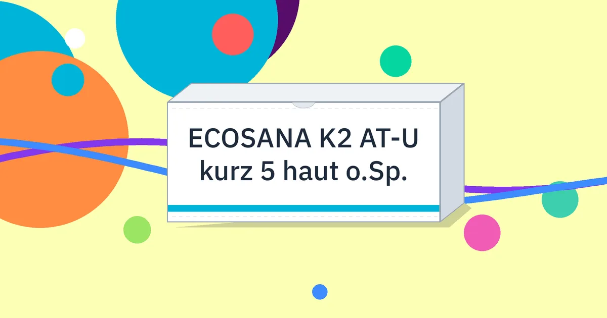 Symbolbild: Packung mit der Aufschrift ECOSANA K2 AT-U kurz 5 haut o.Sp. (PZN 01581329) – Verfügbarkeit und Bezug in Apotheken in Frankfurt am Main