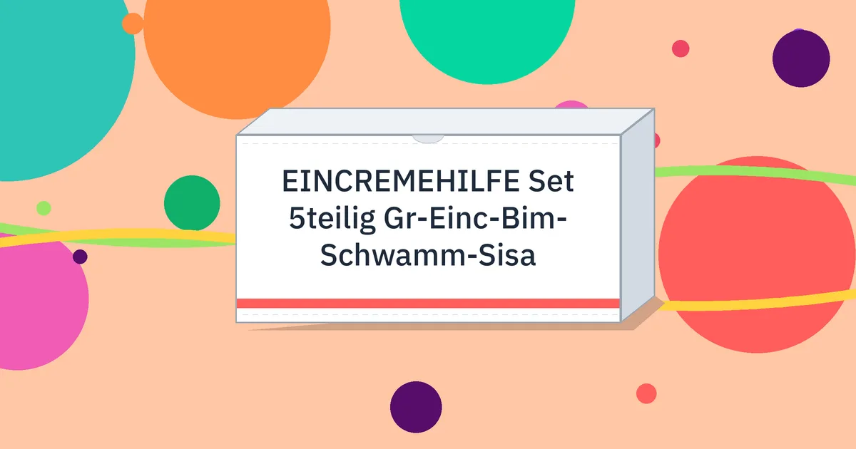 Symbolbild: Packung mit der Aufschrift EINCREMEHILFE Set 5teilig Gr-Einc-Bim-Schwamm-Sisa (PZN 19073852) – Verfügbarkeit und Bezug in Apotheken in Frankfurt am Main