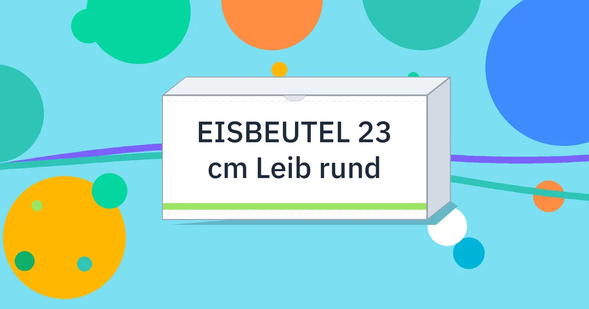 Symbolbild: Packung mit der Aufschrift EISBEUTEL 23 cm Leib rund (PZN 01726495) – Verfügbarkeit und Bezug in Apotheken in Frankfurt am Main