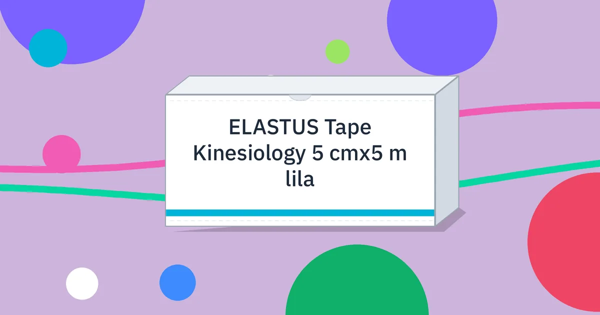 Symbolbild: Packung mit der Aufschrift ELASTUS Tape Kinesiology 5 cmx5 m lila (PZN 13171393) – Verfügbarkeit und Bezug in Apotheken in Frankfurt am Main