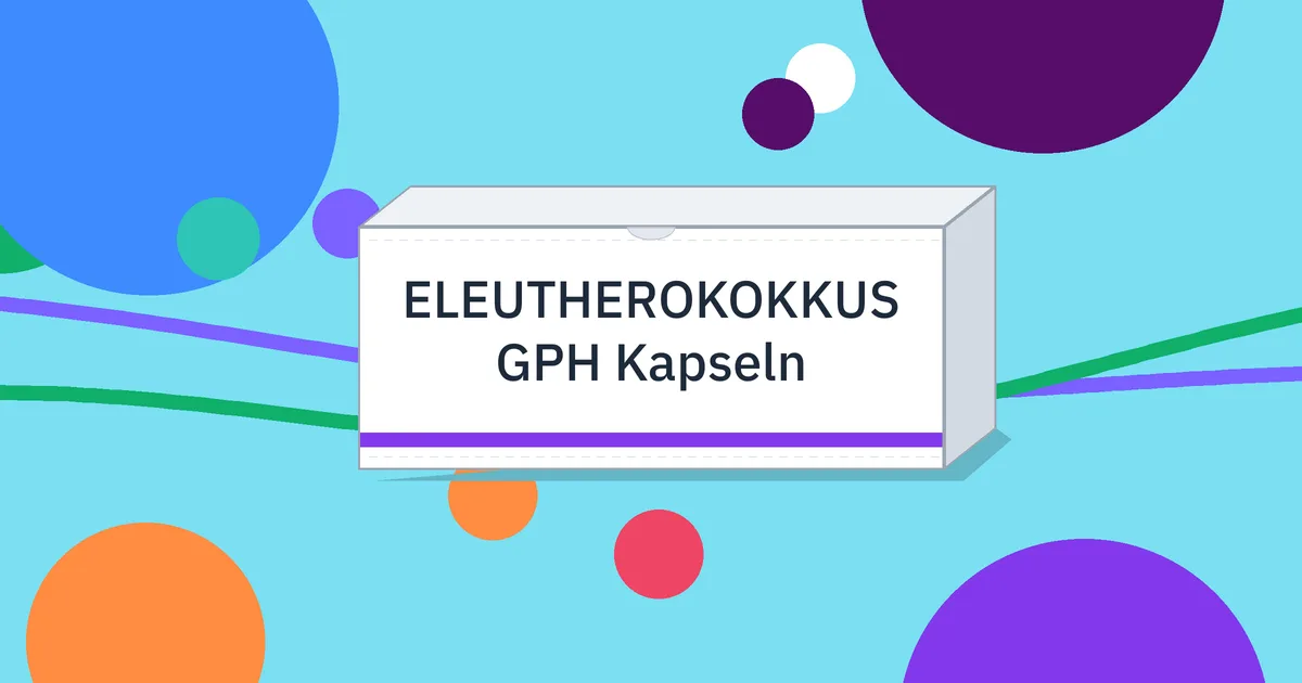 Symbolbild: Packung mit der Aufschrift ELEUTHEROKOKKUS GPH Kapseln (PZN 01003590) – Verfügbarkeit und Bezug in Apotheken in Frankfurt am Main
