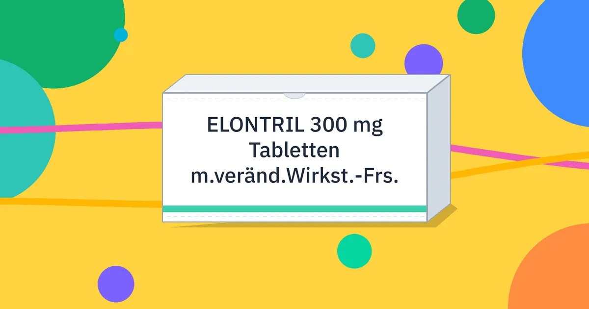 Symbolbild: Packung mit der Aufschrift ELONTRIL 300 mg Tabletten m.veränd.Wirkst.-Frs. (PZN 00017880) – Verfügbarkeit und Bezug in Apotheken in Frankfurt am Main