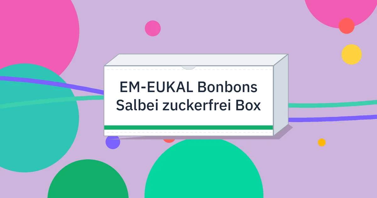 Symbolbild: Packung mit der Aufschrift EM-EUKAL Bonbons Salbei zuckerfrei Box (PZN 15877654) – Verfügbarkeit und Bezug in Apotheken in Frankfurt am Main