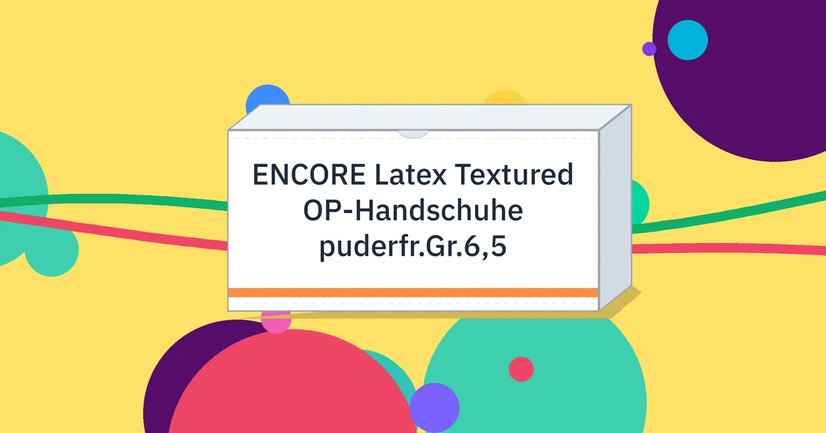 Symbolbild: Packung mit der Aufschrift ENCORE Latex Textured OP-Handschuhe puderfr.Gr.6,5 (PZN 13164217) – Verfügbarkeit und Bezug in Apotheken in Frankfurt am Main