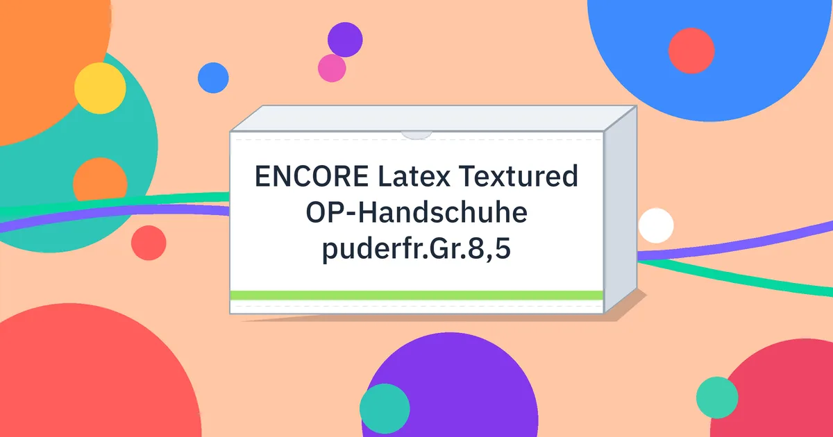 Symbolbild: Packung mit der Aufschrift ENCORE Latex Textured OP-Handschuhe puderfr.Gr.8,5 (PZN 13164269) – Verfügbarkeit und Bezug in Apotheken in Frankfurt am Main