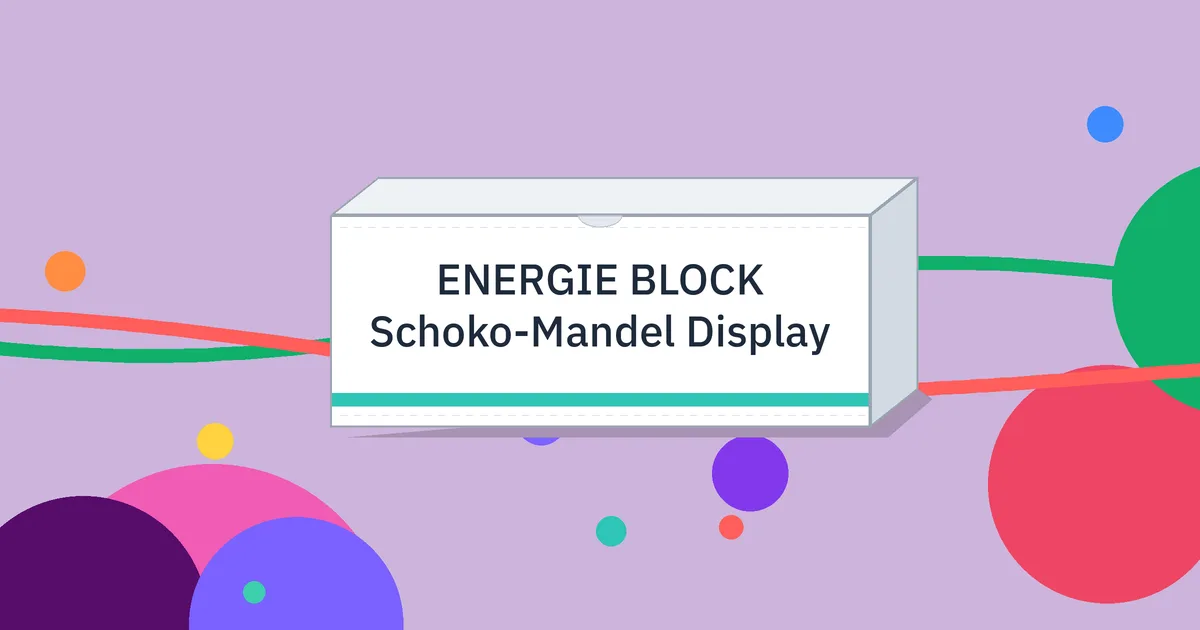 Symbolbild: Packung mit der Aufschrift ENERGIE BLOCK Schoko-Mandel Display (PZN 19688513) – Verfügbarkeit und Bezug in Apotheken in Frankfurt am Main