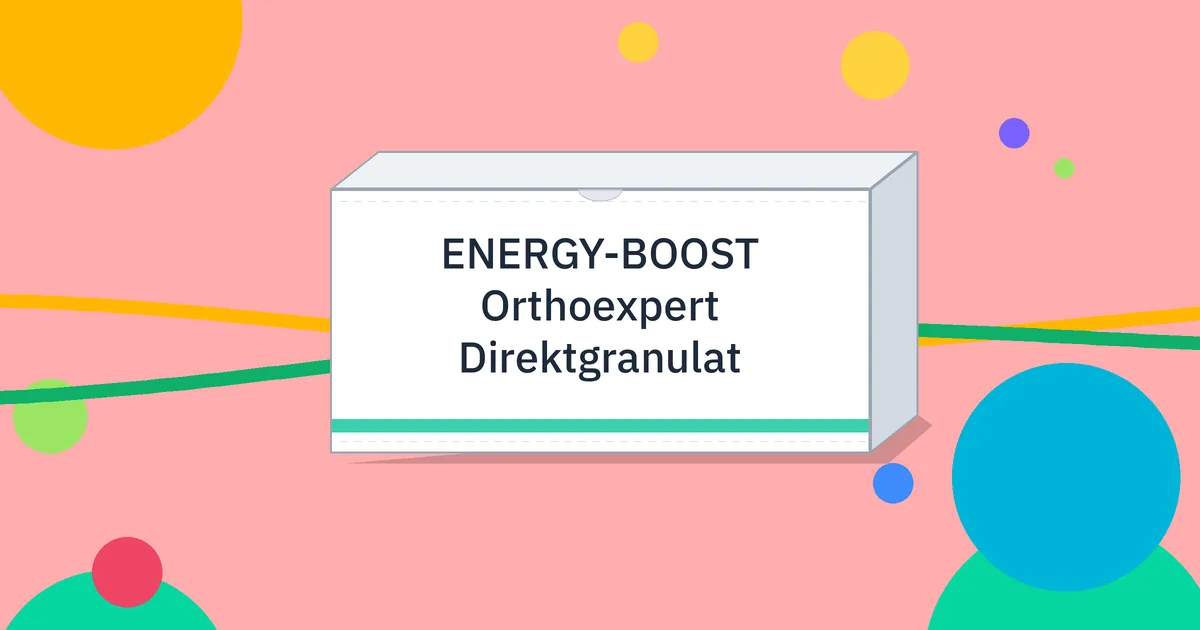 Symbolbild: Packung mit der Aufschrift ENERGY-BOOST Orthoexpert Direktgranulat (PZN 07645237) – Verfügbarkeit und Bezug in Apotheken in Frankfurt am Main