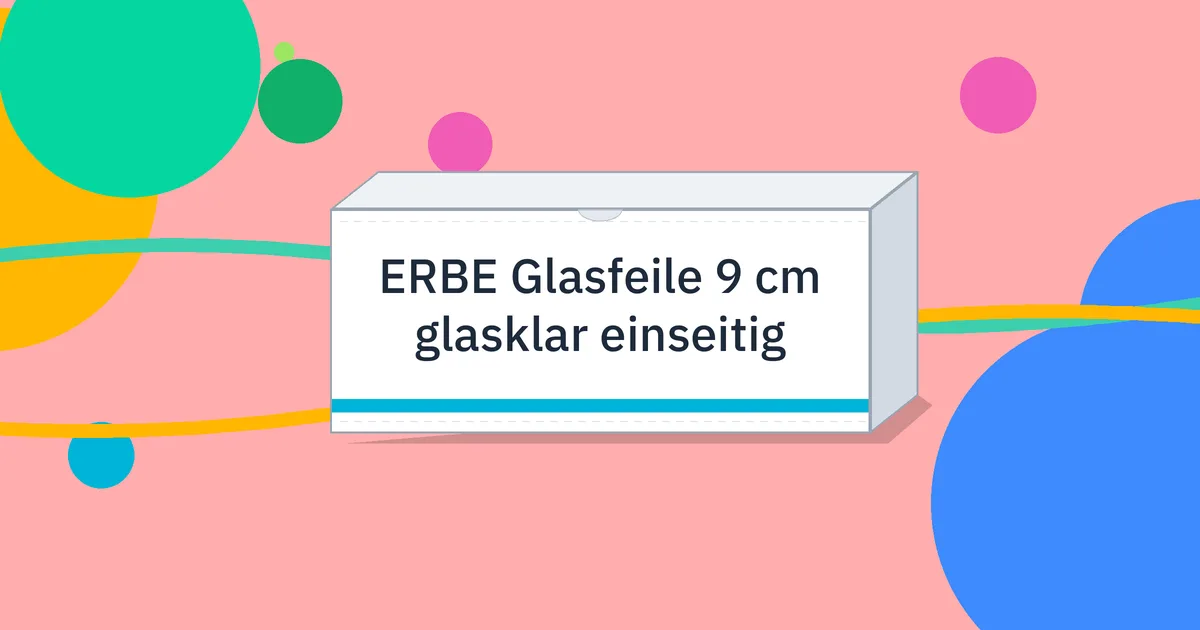 Symbolbild: Packung mit der Aufschrift ERBE Glasfeile 9 cm glasklar einseitig (PZN 15733642) – Verfügbarkeit und Bezug in Apotheken in Frankfurt am Main