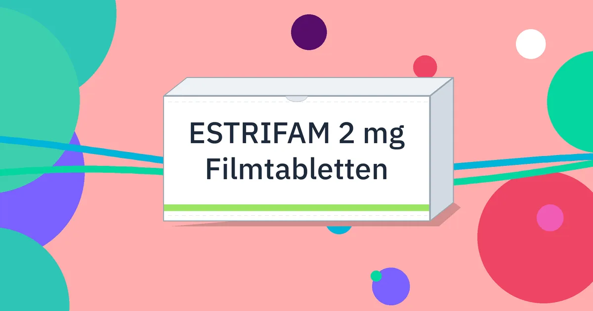 Symbolbild: Packung mit der Aufschrift ESTRIFAM 2 mg Filmtabletten (PZN 06973034) – Verfügbarkeit und Bezug in Apotheken in Frankfurt am Main