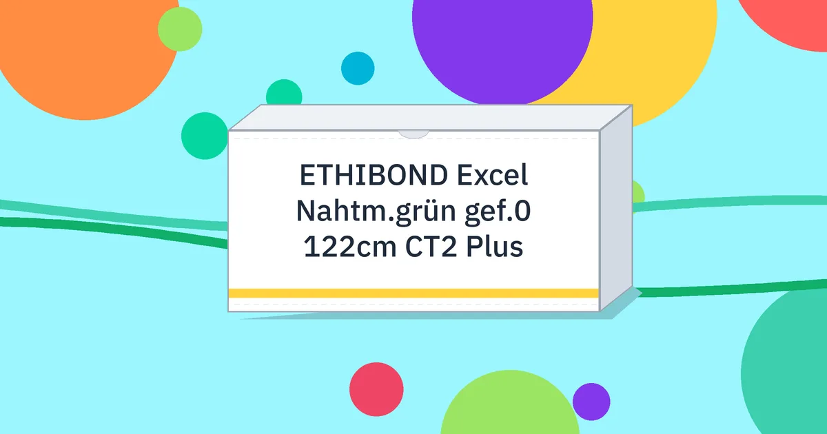 Symbolbild: Packung mit der Aufschrift ETHIBOND Excel Nahtm.grün gef.0 122cm CT2 Plus (PZN 20896412) – Verfügbarkeit und Bezug in Apotheken in Frankfurt am Main