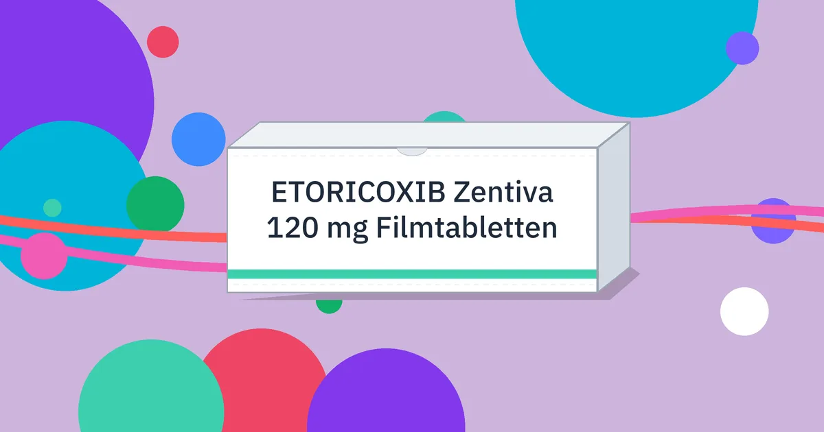 Symbolbild: Packung mit der Aufschrift ETORICOXIB Zentiva 120 mg Filmtabletten (PZN 12585709) – Verfügbarkeit und Bezug in Apotheken in Frankfurt am Main