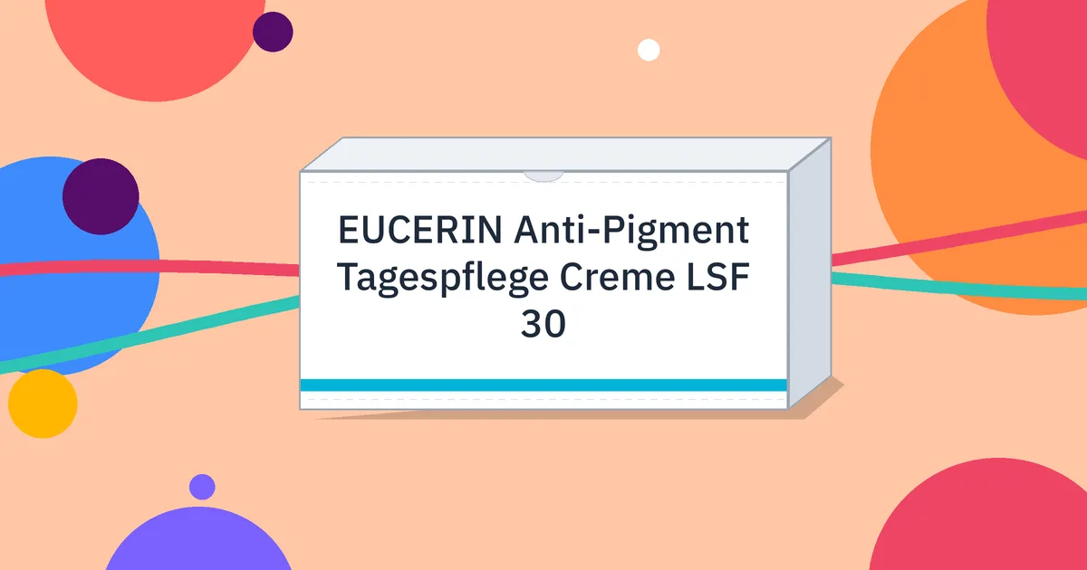 Symbolbild: Packung mit der Aufschrift EUCERIN Anti-Pigment Tagespflege Creme LSF 30 (PZN 14163898) – Verfügbarkeit und Bezug in Apotheken in Frankfurt am Main