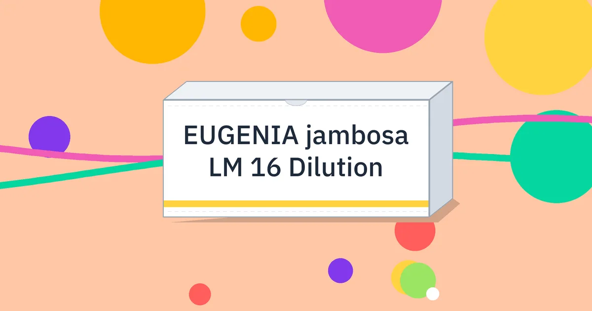 Symbolbild: Packung mit der Aufschrift EUGENIA jambosa LM 16 Dilution (PZN 13480964) – Verfügbarkeit und Bezug in Apotheken in Frankfurt am Main