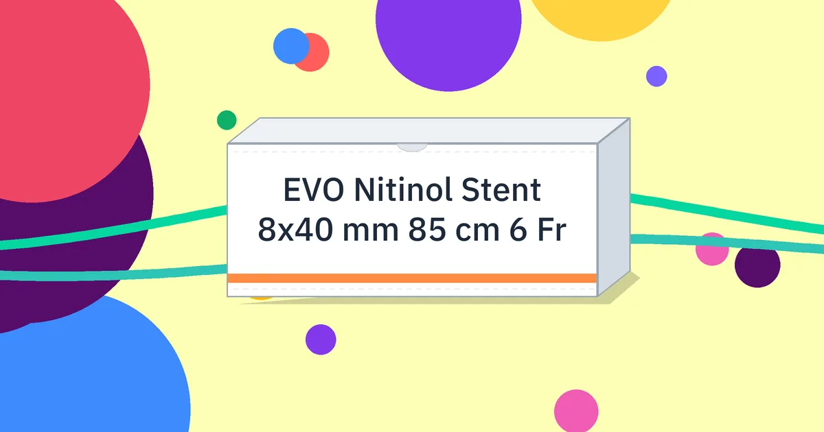 Symbolbild: Packung mit der Aufschrift EVO Nitinol Stent 8x40 mm 85 cm 6 Fr (PZN 00223510) – Verfügbarkeit und Bezug in Apotheken in Frankfurt am Main