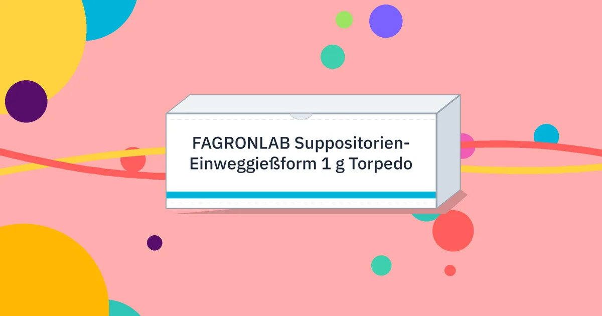 Symbolbild: Packung mit der Aufschrift FAGRONLAB Suppositorien-Einweggießform 1 g Torpedo (PZN 18602596) – Verfügbarkeit und Bezug in Apotheken in Frankfurt am Main