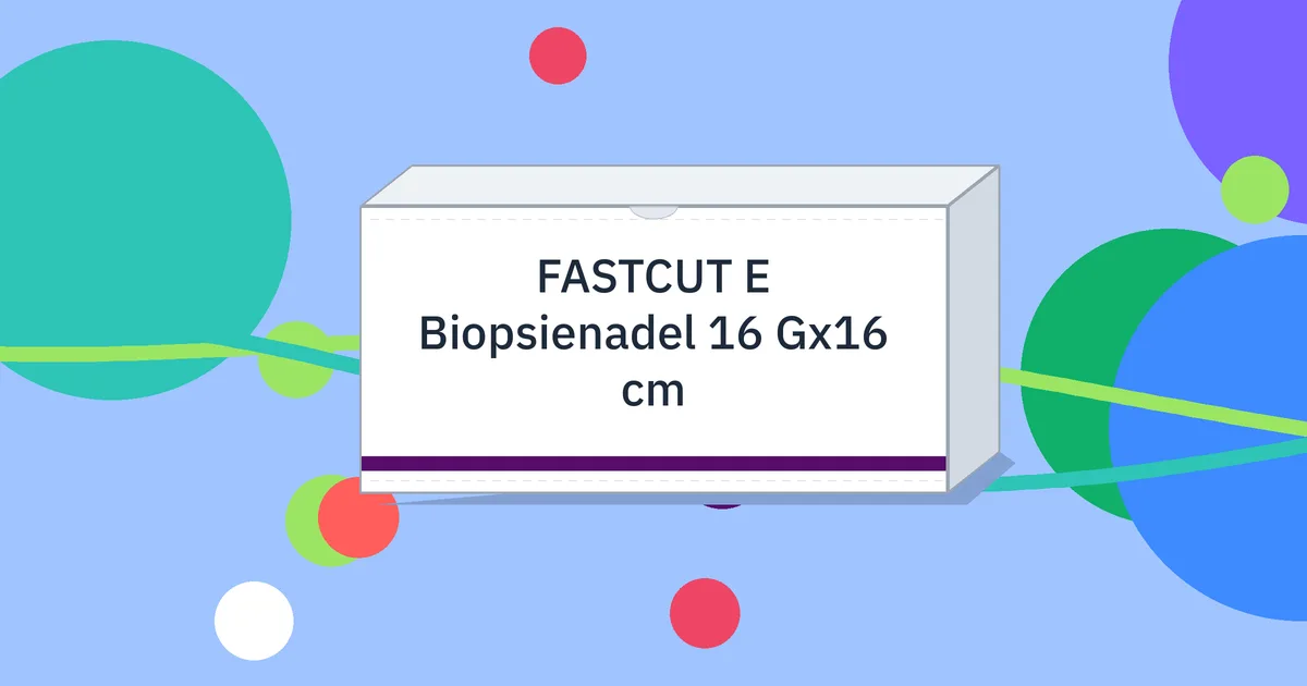Symbolbild: Packung mit der Aufschrift FASTCUT E Biopsienadel 16 Gx16 cm (PZN 16922492) – Verfügbarkeit und Bezug in Apotheken in Frankfurt am Main