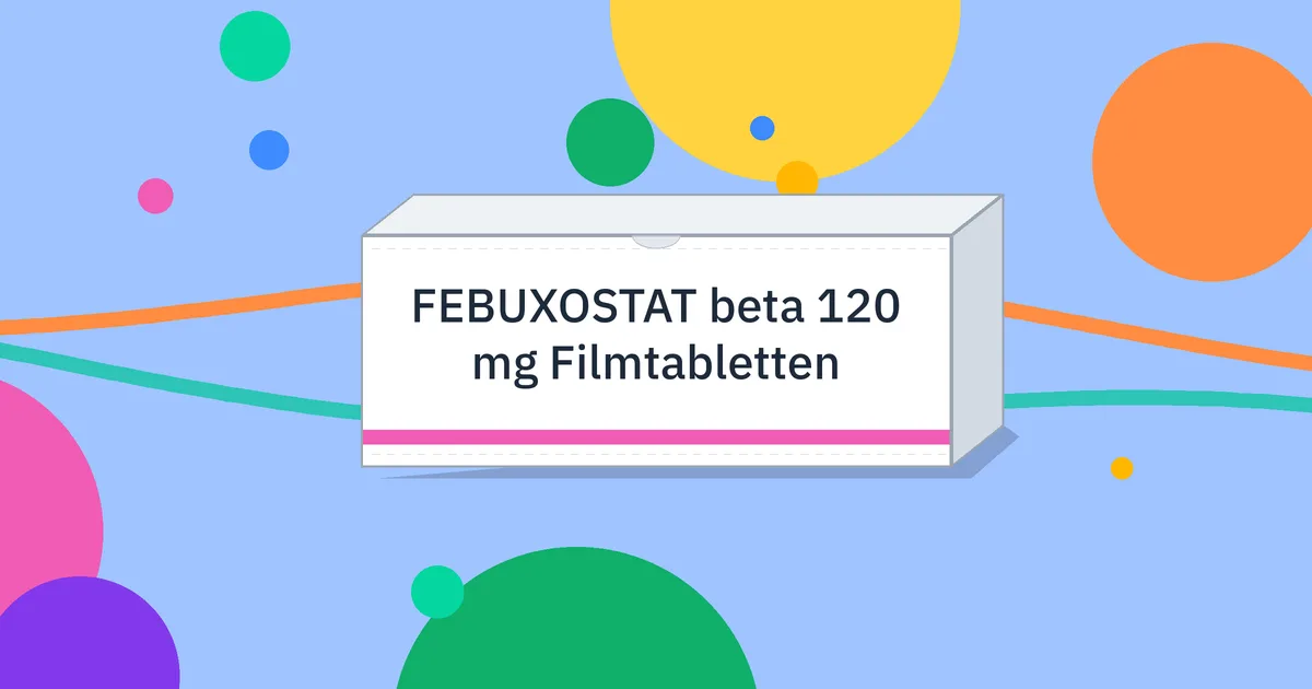 Symbolbild: Packung mit der Aufschrift FEBUXOSTAT beta 120 mg Filmtabletten (PZN 14330936) – Verfügbarkeit und Bezug in Apotheken in Frankfurt am Main