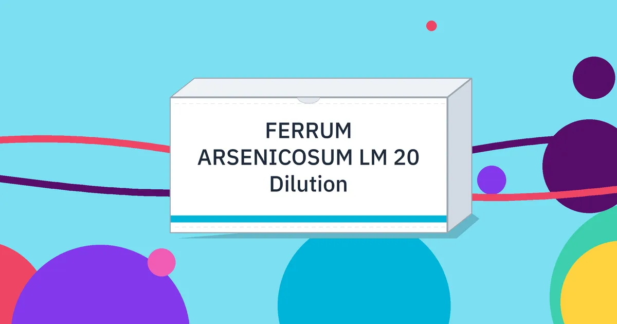 Symbolbild: Packung mit der Aufschrift FERRUM ARSENICOSUM LM 20 Dilution (PZN 12847612) – Verfügbarkeit und Bezug in Apotheken in Frankfurt am Main