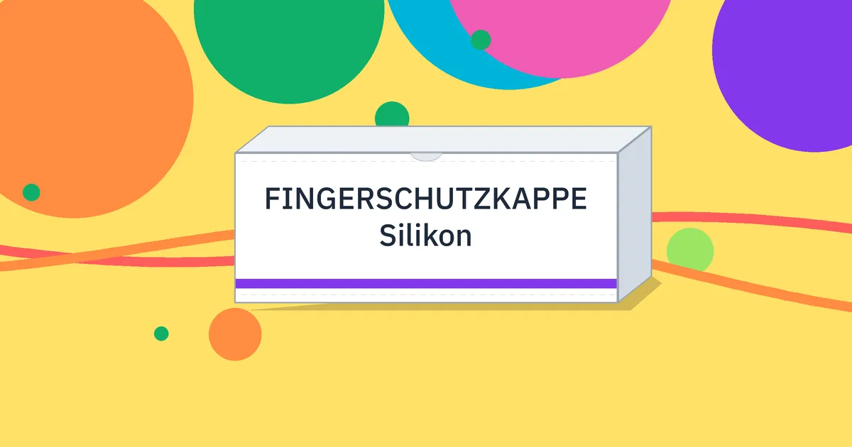 Symbolbild: Packung mit der Aufschrift FINGERSCHUTZKAPPE Silikon (PZN 00920628) – Verfügbarkeit und Bezug in Apotheken in Frankfurt am Main