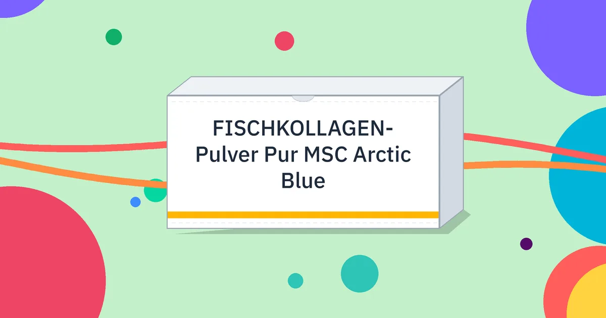 Symbolbild: Packung mit der Aufschrift FISCHKOLLAGEN-Pulver Pur MSC Arctic Blue (PZN 17394687) – Verfügbarkeit und Bezug in Apotheken in Frankfurt am Main