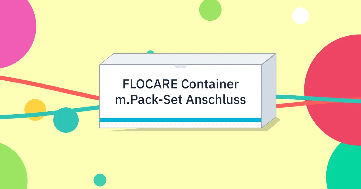 Symbolbild: Packung mit der Aufschrift FLOCARE Container m.Pack-Set Anschluss (PZN 02814741) – Verfügbarkeit und Bezug in Apotheken in Frankfurt am Main