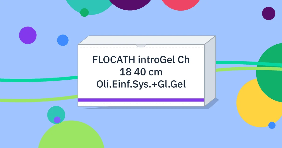 Symbolbild: Packung mit der Aufschrift FLOCATH introGel Ch 18 40 cm Oli.Einf.Sys.+Gl.Gel (PZN 05019027) – Verfügbarkeit und Bezug in Apotheken in Frankfurt am Main