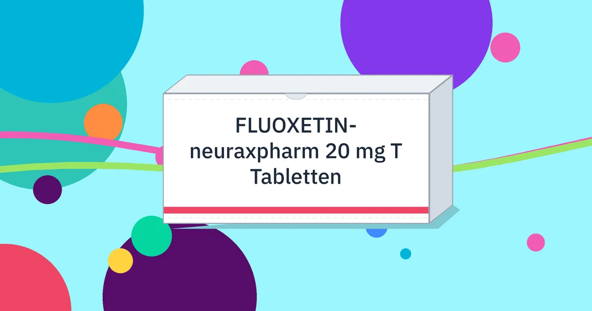 Symbolbild: Packung mit der Aufschrift FLUOXETIN-neuraxpharm 20 mg T Tabletten (PZN 01416033) – Verfügbarkeit und Bezug in Apotheken in Frankfurt am Main