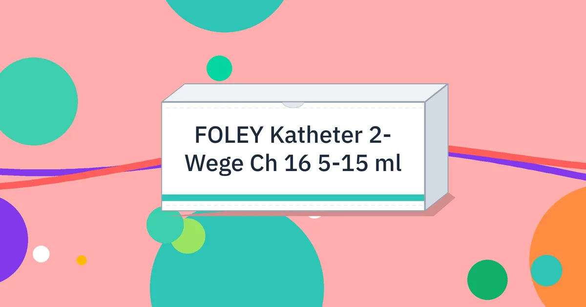Symbolbild: Packung mit der Aufschrift FOLEY Katheter 2-Wege Ch 16 5-15 ml (PZN 14292650) – Verfügbarkeit und Bezug in Apotheken in Frankfurt am Main