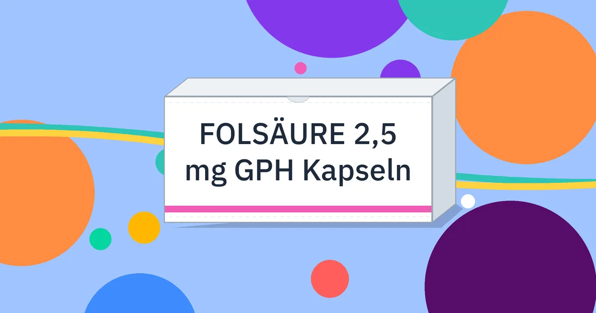 Symbolbild: Packung mit der Aufschrift FOLSÄURE 2,5 mg GPH Kapseln (PZN 15409350) – Verfügbarkeit und Bezug in Apotheken in Frankfurt am Main