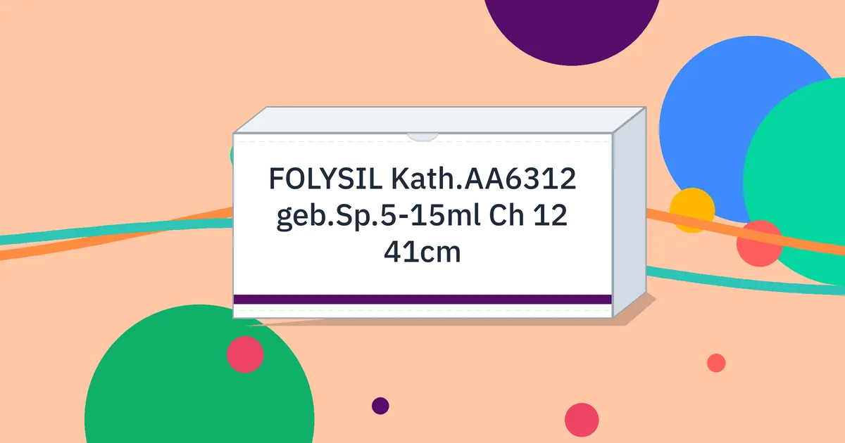 Symbolbild: Packung mit der Aufschrift FOLYSIL Kath.AA6312 geb.Sp.5-15ml Ch 12 41cm (PZN 00151615) – Verfügbarkeit und Bezug in Apotheken in Frankfurt am Main