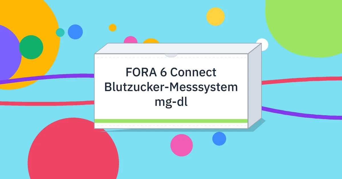 Symbolbild: Packung mit der Aufschrift FORA 6 Connect Blutzucker-Messsystem mg-dl (PZN 13569842) – Verfügbarkeit und Bezug in Apotheken in Frankfurt am Main