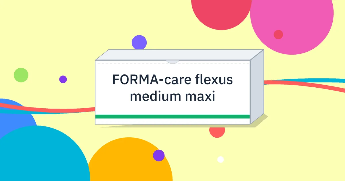 Symbolbild: Packung mit der Aufschrift FORMA-care flexus medium maxi (PZN 04788982) – Verfügbarkeit und Bezug in Apotheken in Frankfurt am Main