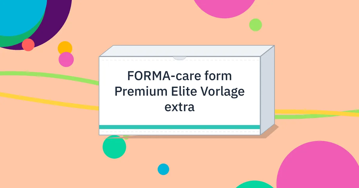 Symbolbild: Packung mit der Aufschrift FORMA-care form Premium Elite Vorlage extra (PZN 18498503) – Verfügbarkeit und Bezug in Apotheken in Frankfurt am Main