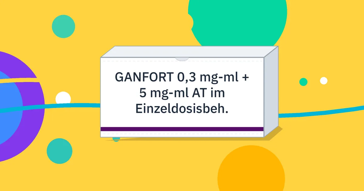 Symbolbild: Packung mit der Aufschrift GANFORT 0,3 mg-ml + 5 mg-ml AT im Einzeldosisbeh. (PZN 13164743) – Verfügbarkeit und Bezug in Apotheken in Frankfurt am Main