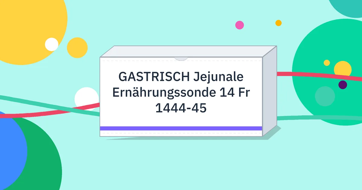 Symbolbild: Packung mit der Aufschrift GASTRISCH Jejunale Ernährungssonde 14 Fr 1444-45 (PZN 14344973) – Verfügbarkeit und Bezug in Apotheken in Frankfurt am Main