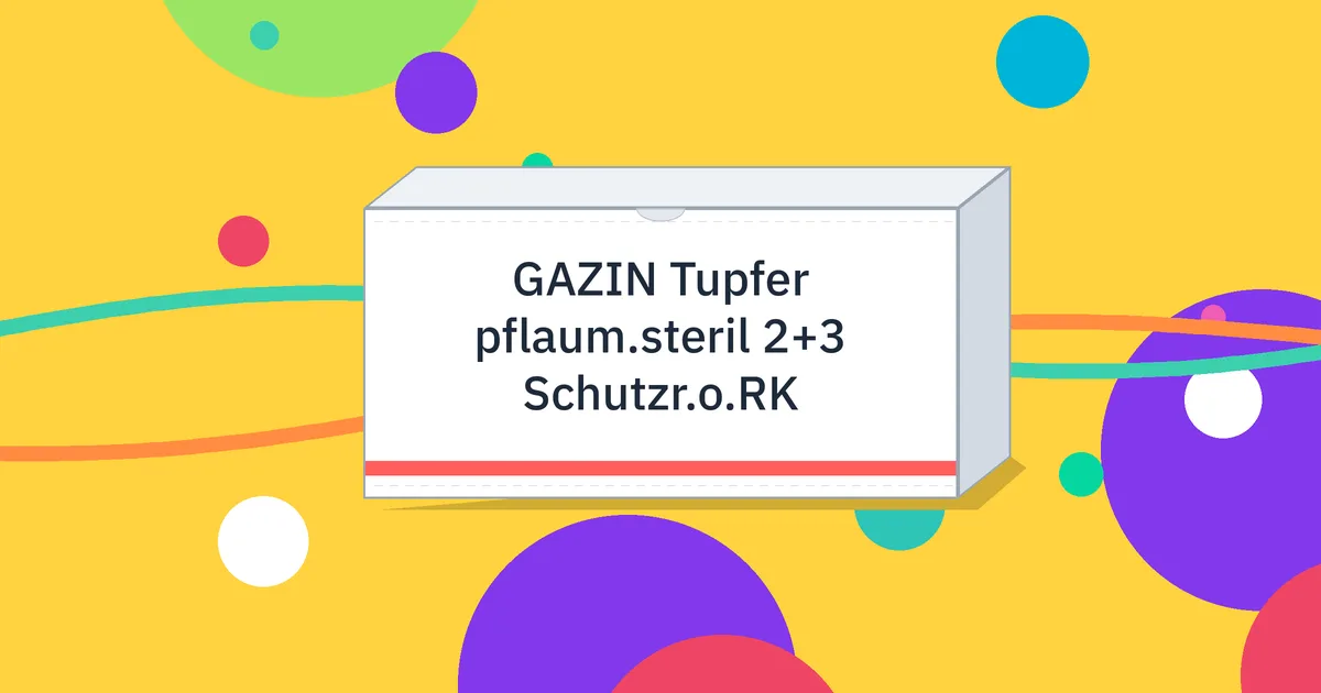 Symbolbild: Packung mit der Aufschrift GAZIN Tupfer pflaum.steril 2+3 Schutzr.o.RK (PZN 18319498) – Verfügbarkeit und Bezug in Apotheken in Frankfurt am Main