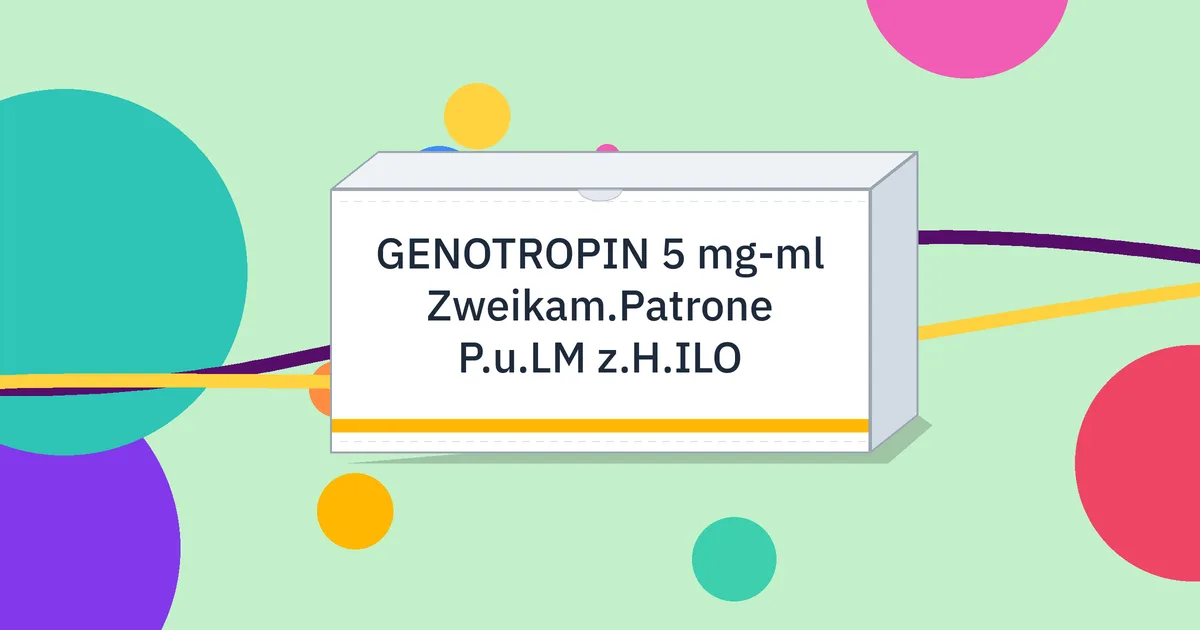 Symbolbild: Packung mit der Aufschrift GENOTROPIN 5 mg-ml Zweikam.Patrone P.u.LM z.H.ILO (PZN 10815134) – Verfügbarkeit und Bezug in Apotheken in Frankfurt am Main