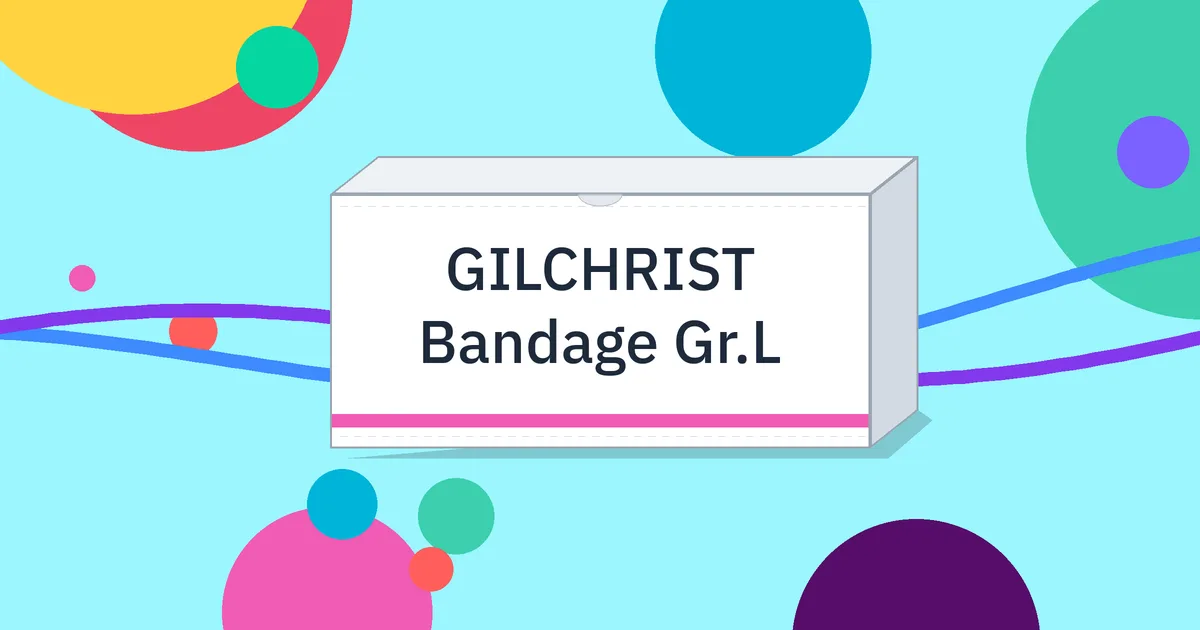Symbolbild: Packung mit der Aufschrift GILCHRIST Bandage Gr.L (PZN 04940007) – Verfügbarkeit und Bezug in Apotheken in Frankfurt am Main