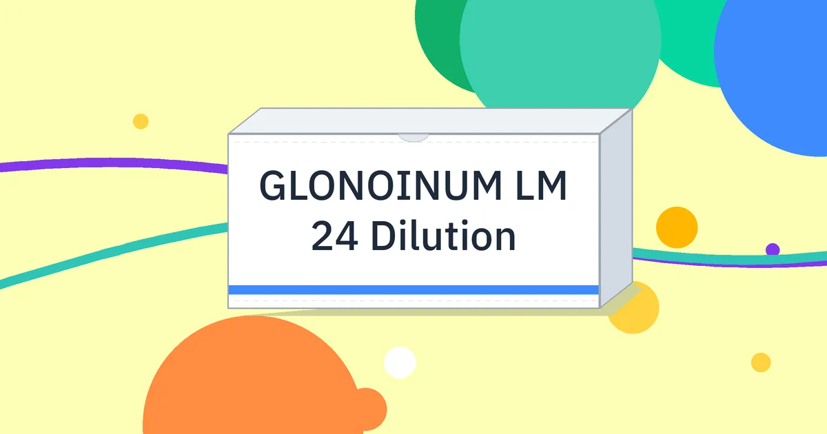 Symbolbild: Packung mit der Aufschrift GLONOINUM LM 24 Dilution (PZN 12879109) – Verfügbarkeit und Bezug in Apotheken in Frankfurt am Main