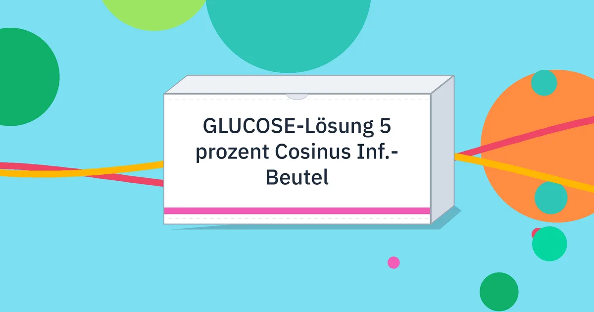 Symbolbild: Packung mit der Aufschrift GLUCOSE-Lösung 5 prozent Cosinus Inf.-Beutel (PZN 17575791) – Verfügbarkeit und Bezug in Apotheken in Frankfurt am Main