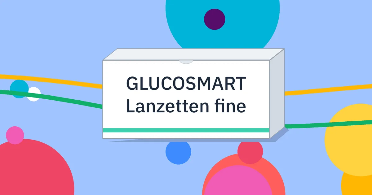 Symbolbild: Packung mit der Aufschrift GLUCOSMART Lanzetten fine (PZN 09489474) – Verfügbarkeit und Bezug in Apotheken in Frankfurt am Main