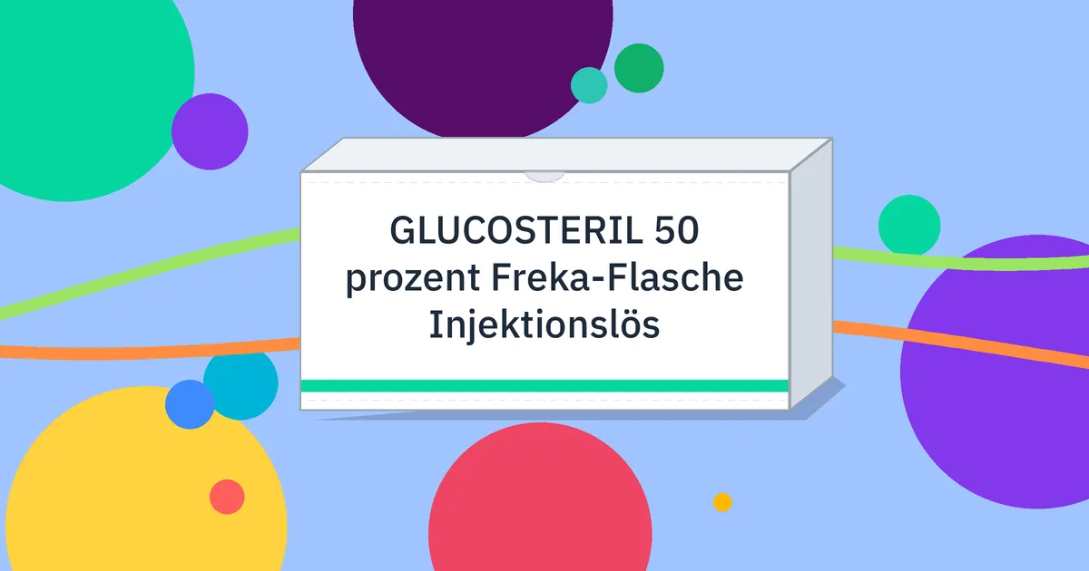 Symbolbild: Packung mit der Aufschrift GLUCOSTERIL 50 prozent Freka-Flasche Injektionslös (PZN 06178495) – Verfügbarkeit und Bezug in Apotheken in Frankfurt am Main