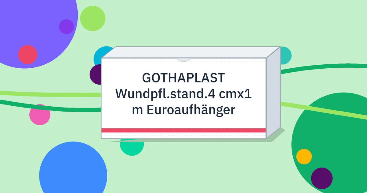Symbolbild: Packung mit der Aufschrift GOTHAPLAST Wundpfl.stand.4 cmx1 m Euroaufhänger (PZN 04092097) – Verfügbarkeit und Bezug in Apotheken in Frankfurt am Main