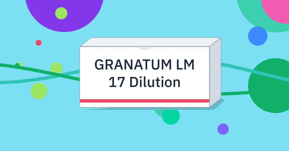 Symbolbild: Packung mit der Aufschrift GRANATUM LM 17 Dilution (PZN 13546108) – Verfügbarkeit und Bezug in Apotheken in Frankfurt am Main